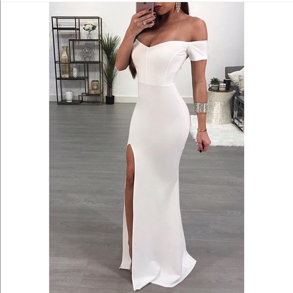 Dresses | Off Shoulder White Gown | Poshmark